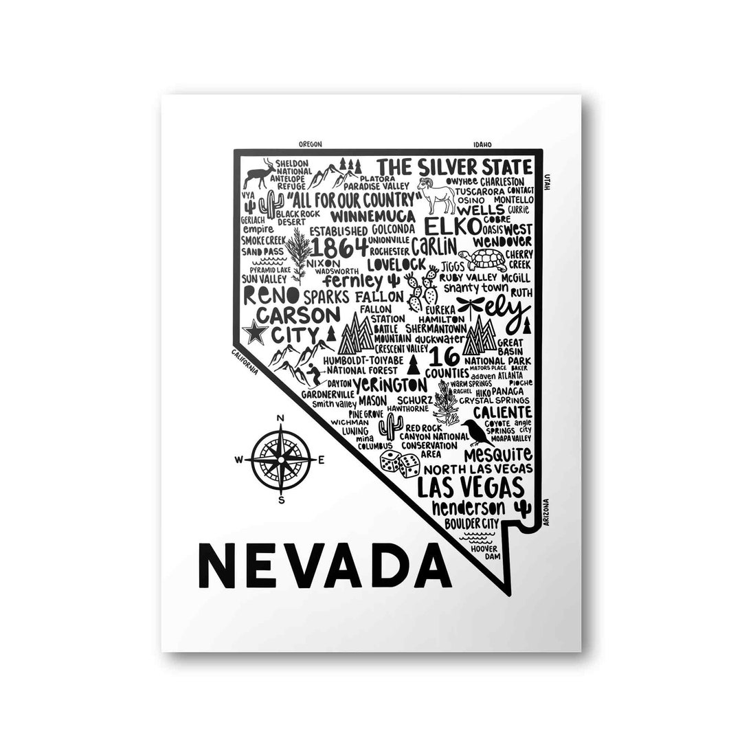 Nevada Poster | Minimalist State Map | State Poster | Wall Art | Home ...