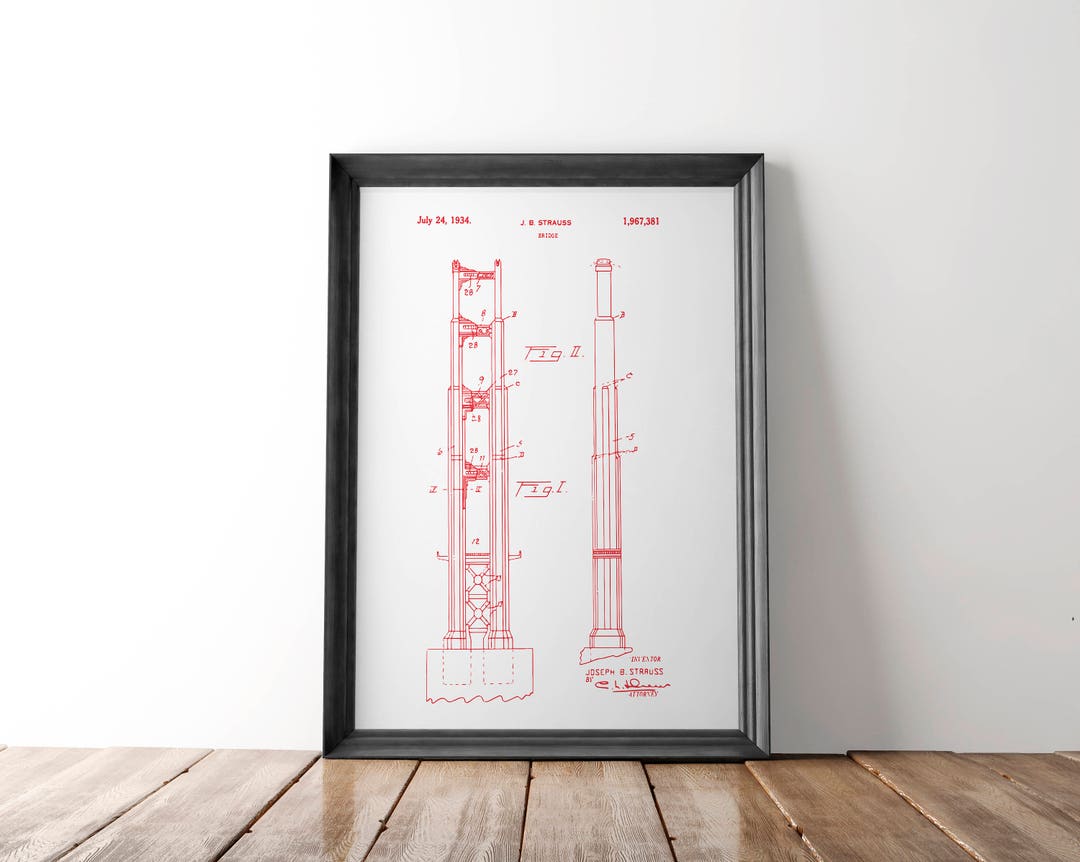Golden Gate Bridge Patent Poster | Golden Gate Patent Art | Blueprint ...