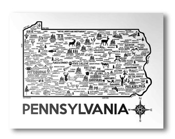 Minimalist Map Pennsylvania - Etsy