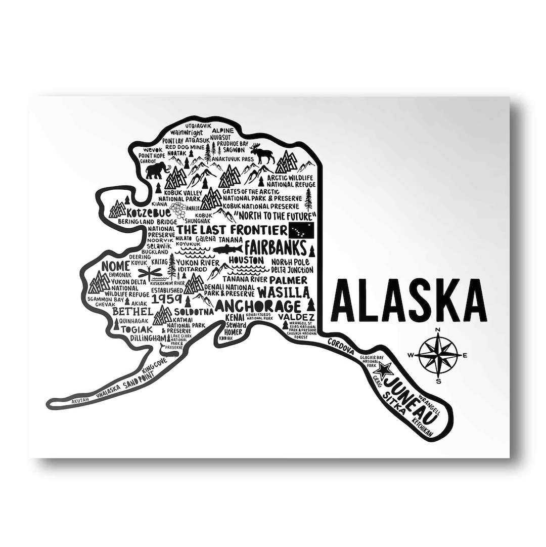 Alaska Poster | Minimalist State Map | State Poster | Wall Art | Home ...