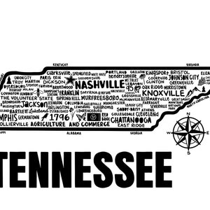 Tennessee Poster | Minimalist State Map | State Poster | Wall Art ...