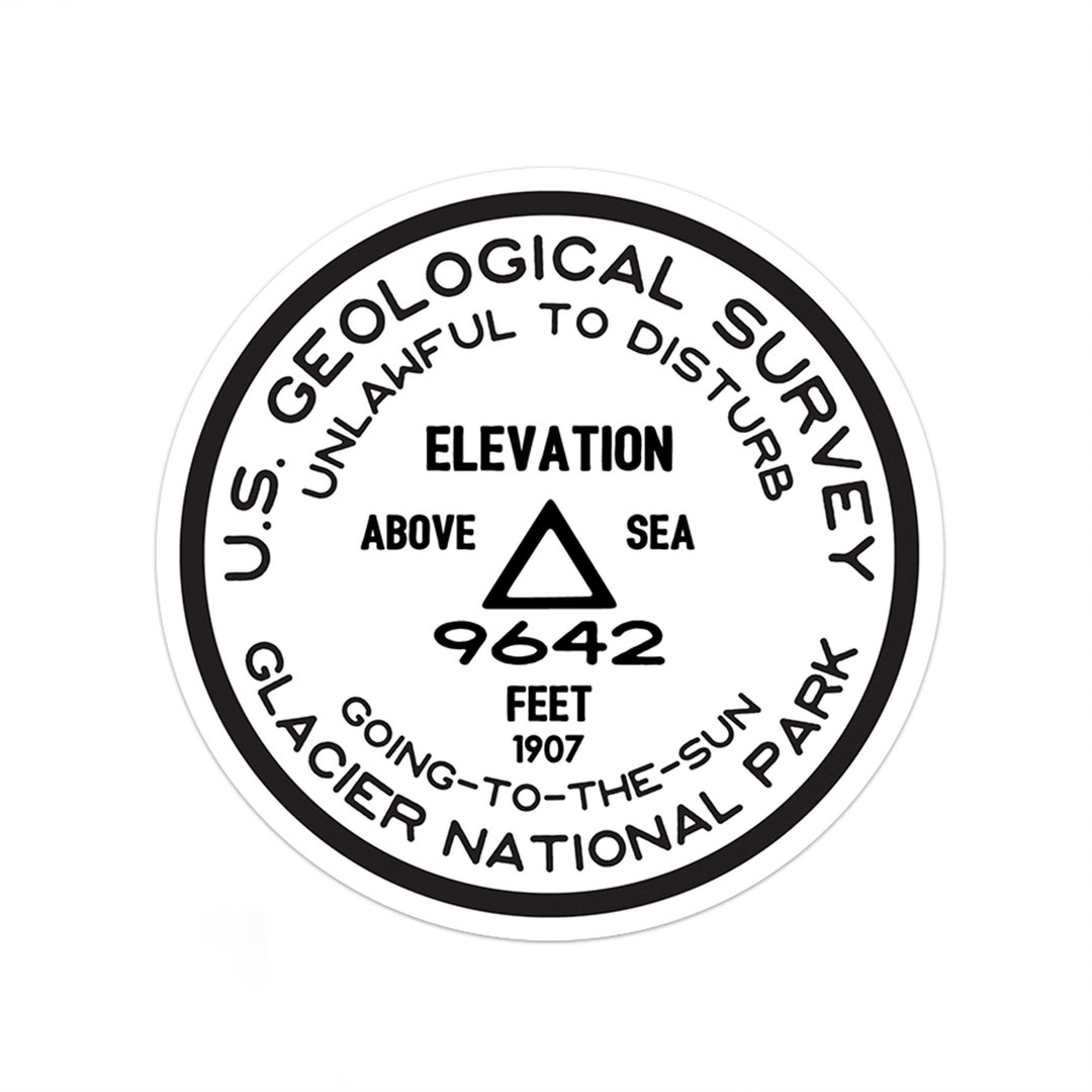 Glacier National Park Sticker | Going to the Sun USGS Benchmark Sticker ...
