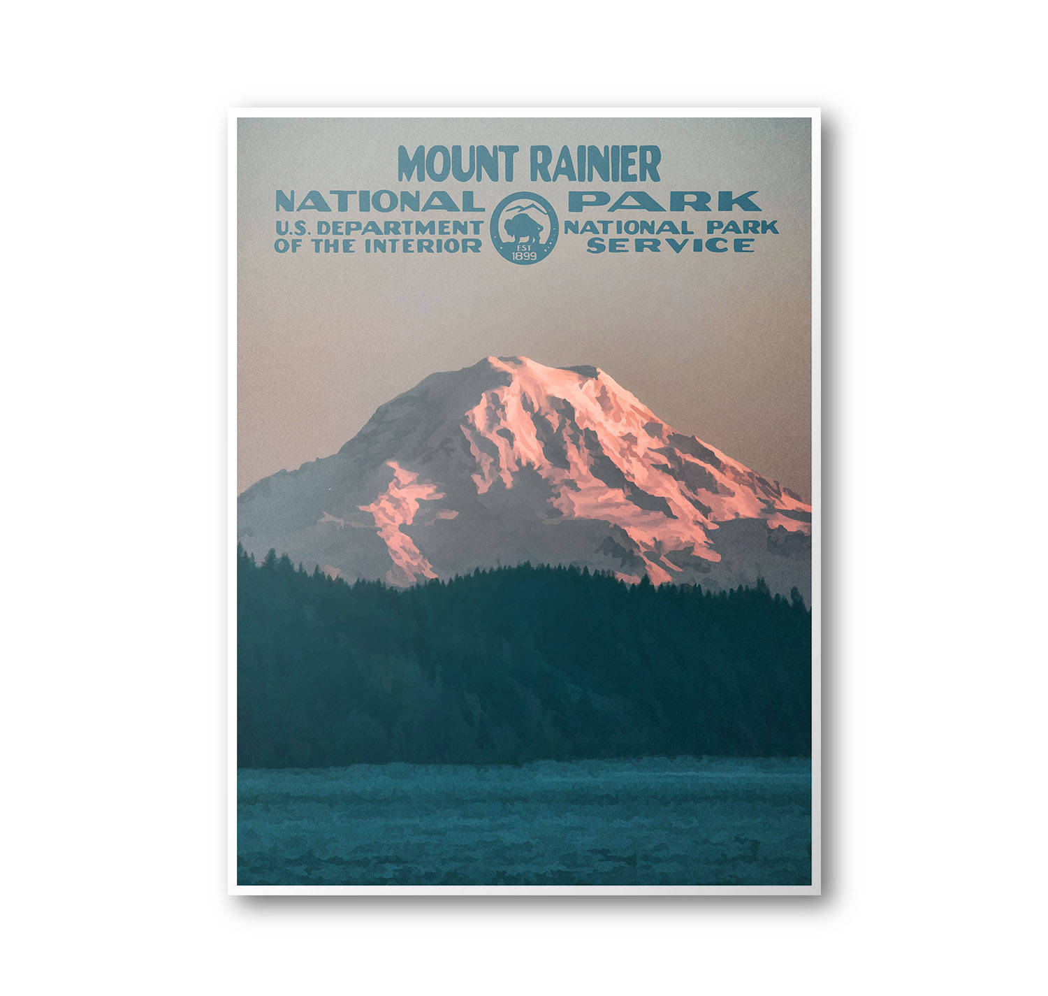 Mount Rainier National Park Poster National Park Print WPA | Etsy