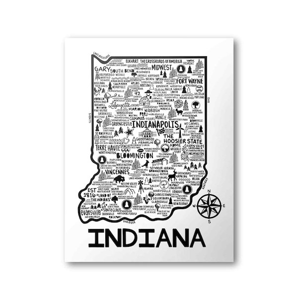 Indiana State Map - Etsy
