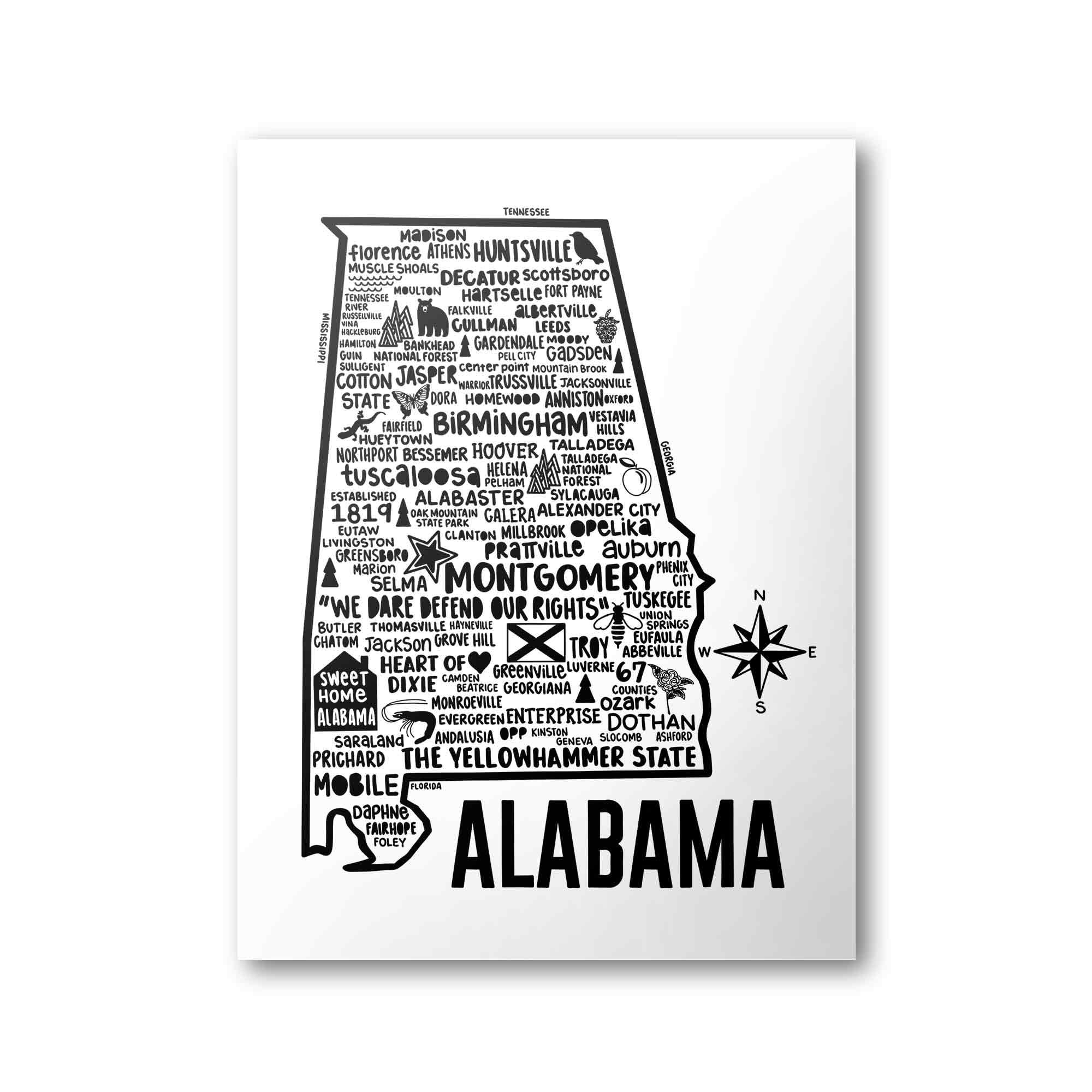 Alabama Poster | Minimalist State Map | State Poster | Wall Art | Home ...
