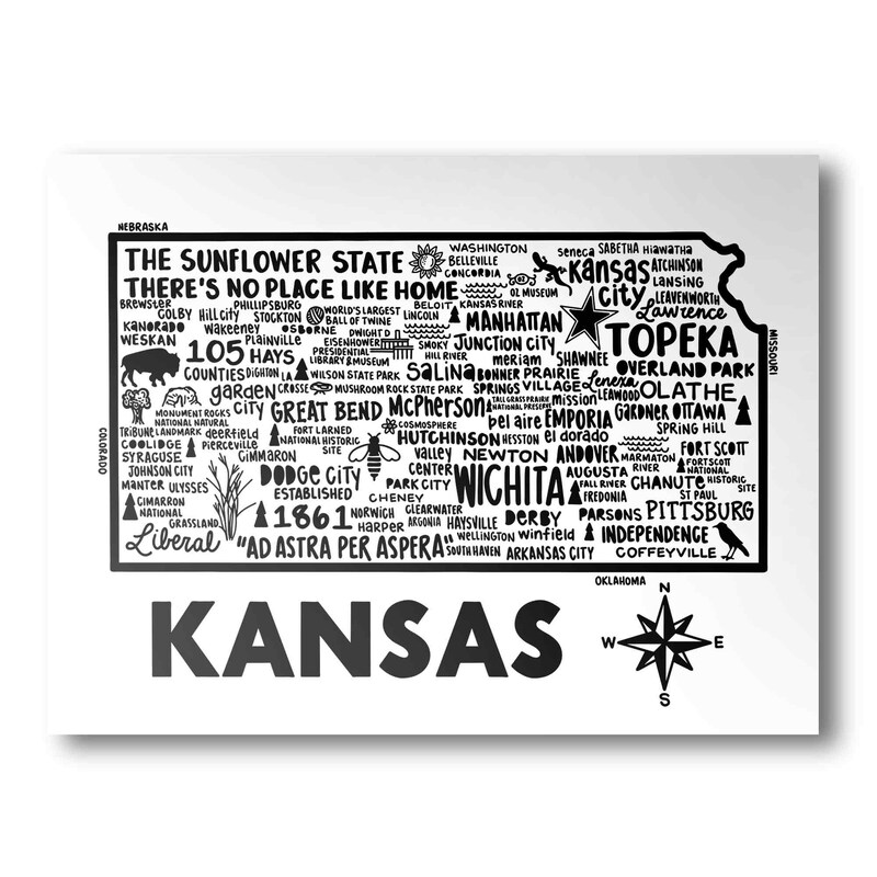 Kansas Map - Etsy