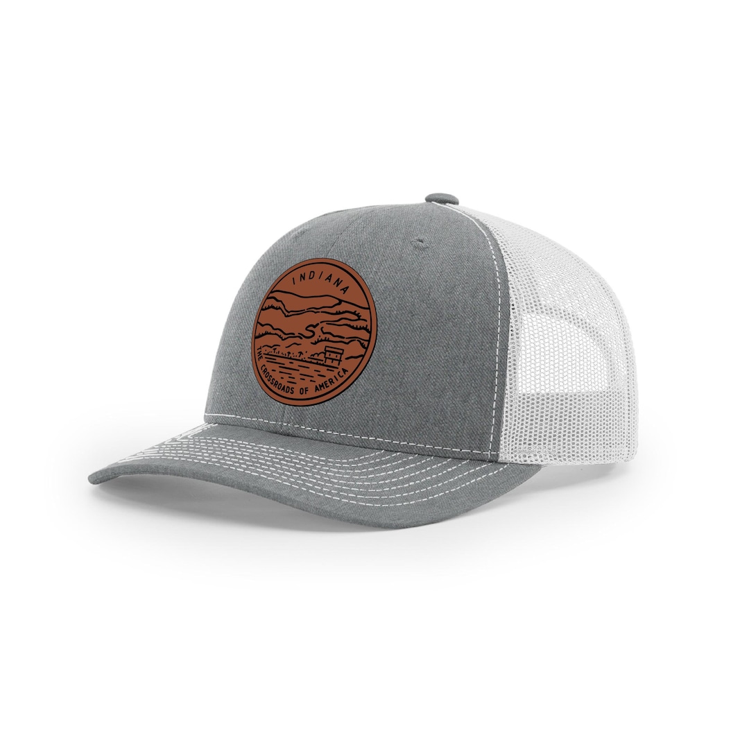 Indiana Hat | Leather Patch Hat | Trucker Hat - Etsy
