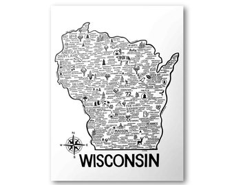 Wisconsin State Wall Map Large Print Poster 24wx30h - Etsy
