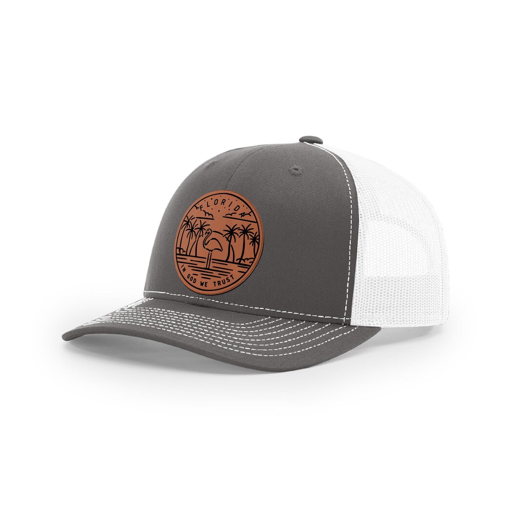 Florida Hat | Leather Patch Hat | Trucker Hat - Etsy