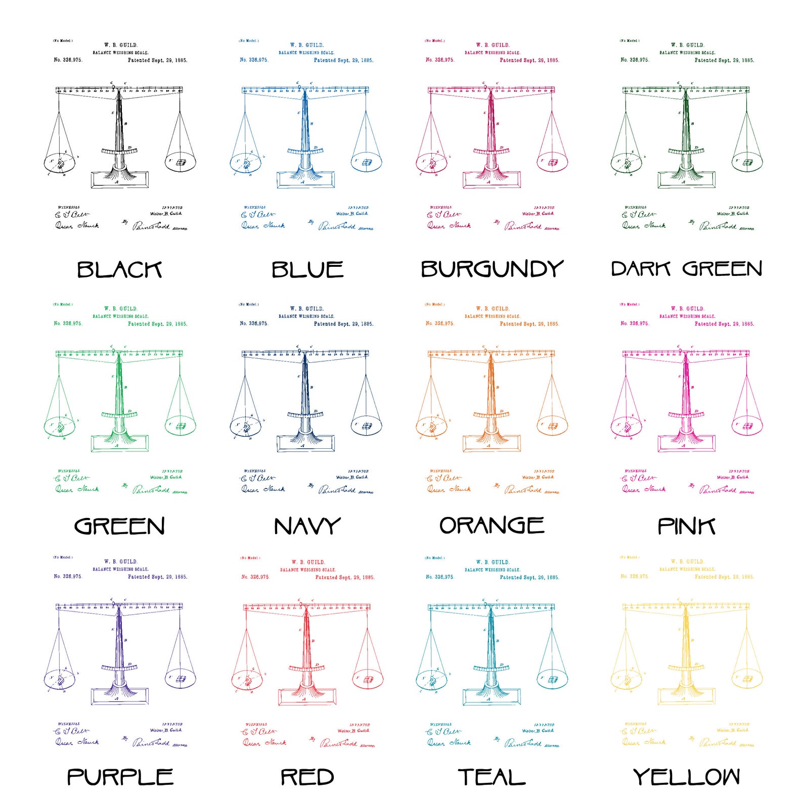 Balance Scale Patent Poster | Balance Scale Art | Justice | Lawyer ...