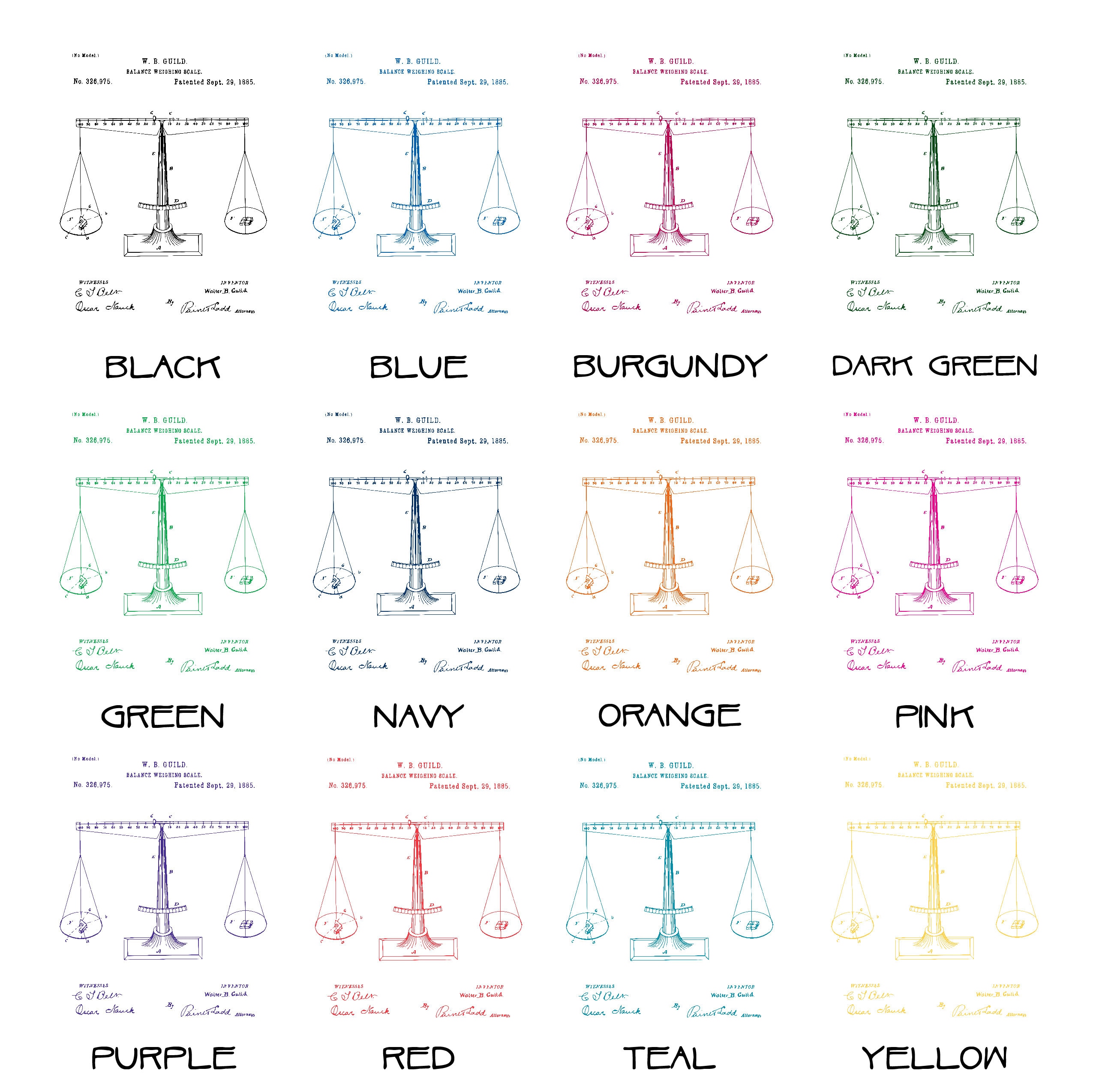 Balance Scale Patent Poster Balance Scale Art Justice | Etsy