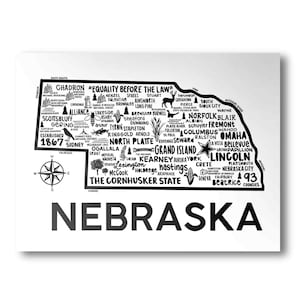 Nebraska Poster | Minimalist State Map | State Poster | Wall Art | Home ...