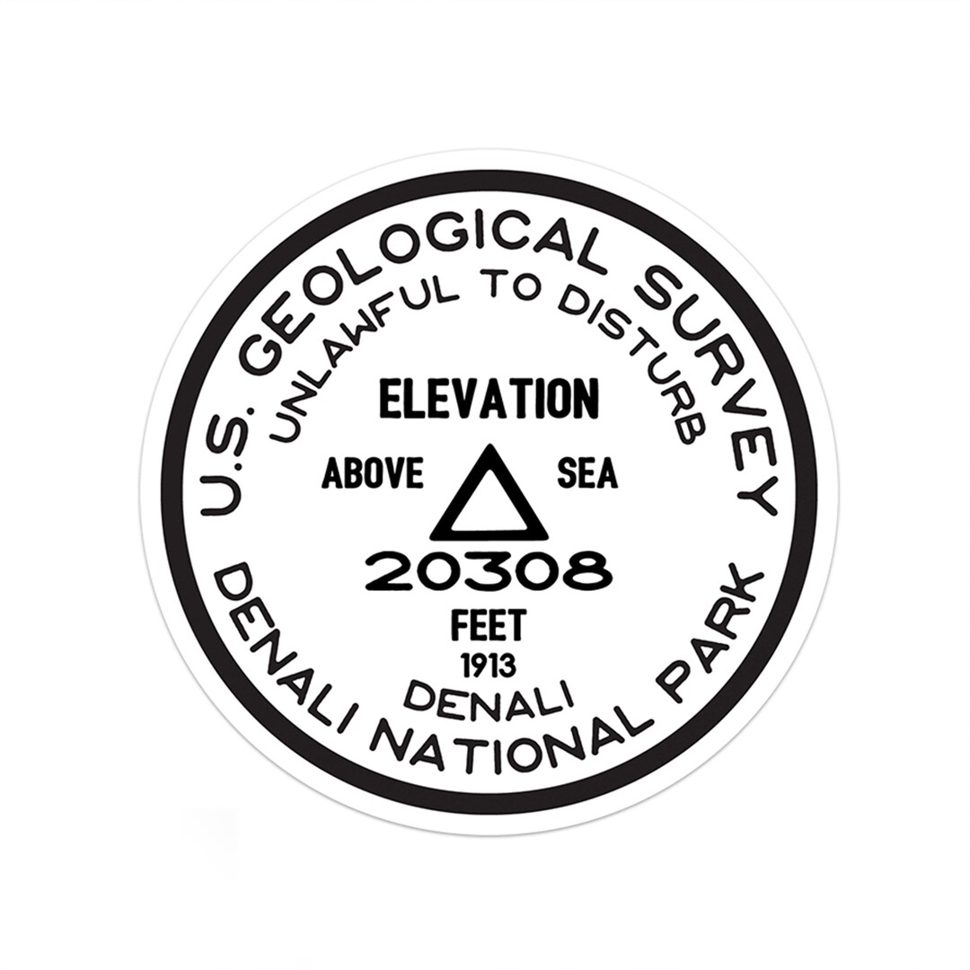 Denali National Park Sticker | Denali USGS Benchmark Sticker - Etsy