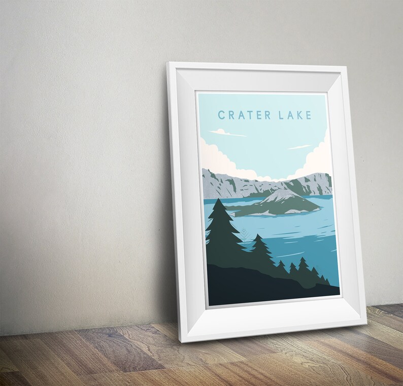 Crater Lake Poster: National Park Travel Art (multiple Sizes) - Etsy