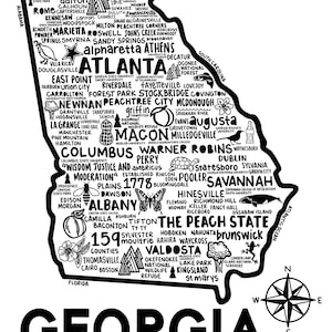 Georgia Poster | Minimalist State Map | State Poster | Wall Art | Home ...
