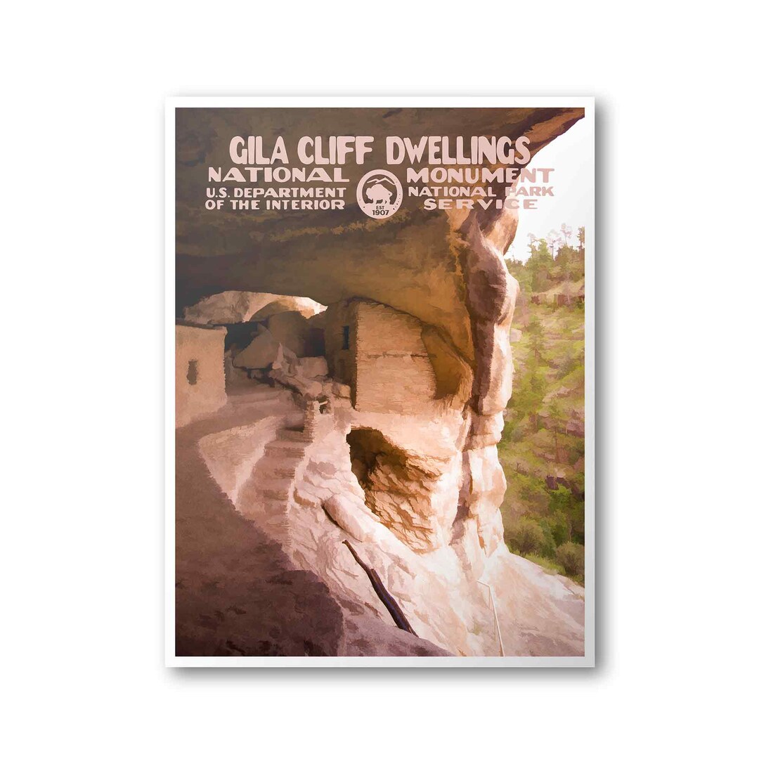 Gila Cliff Dwellings National Monument Poster | National Park Poster ...