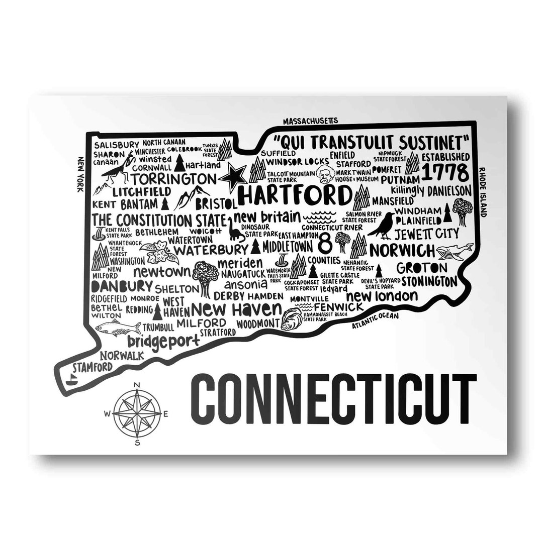 Connecticut Poster | Minimalist State Map | State Poster | Wall Art ...