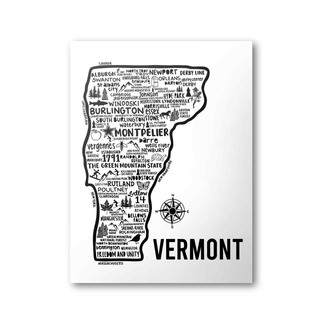 Vermont Poster | Minimalist State Map | State Poster | Wall Art | Home ...