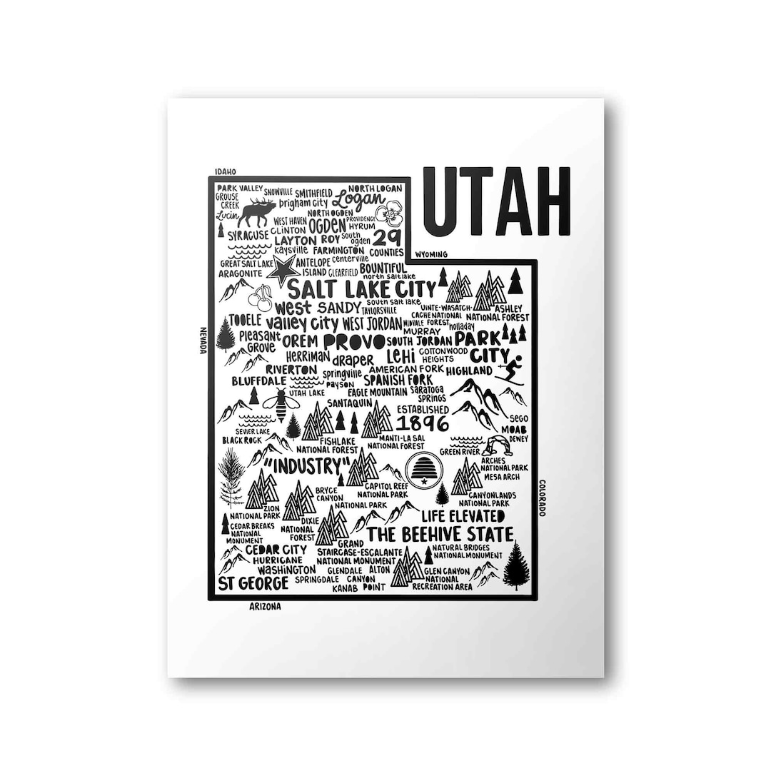 Utah Poster | Minimalist State Map | State Poster | Wall Art | Home ...