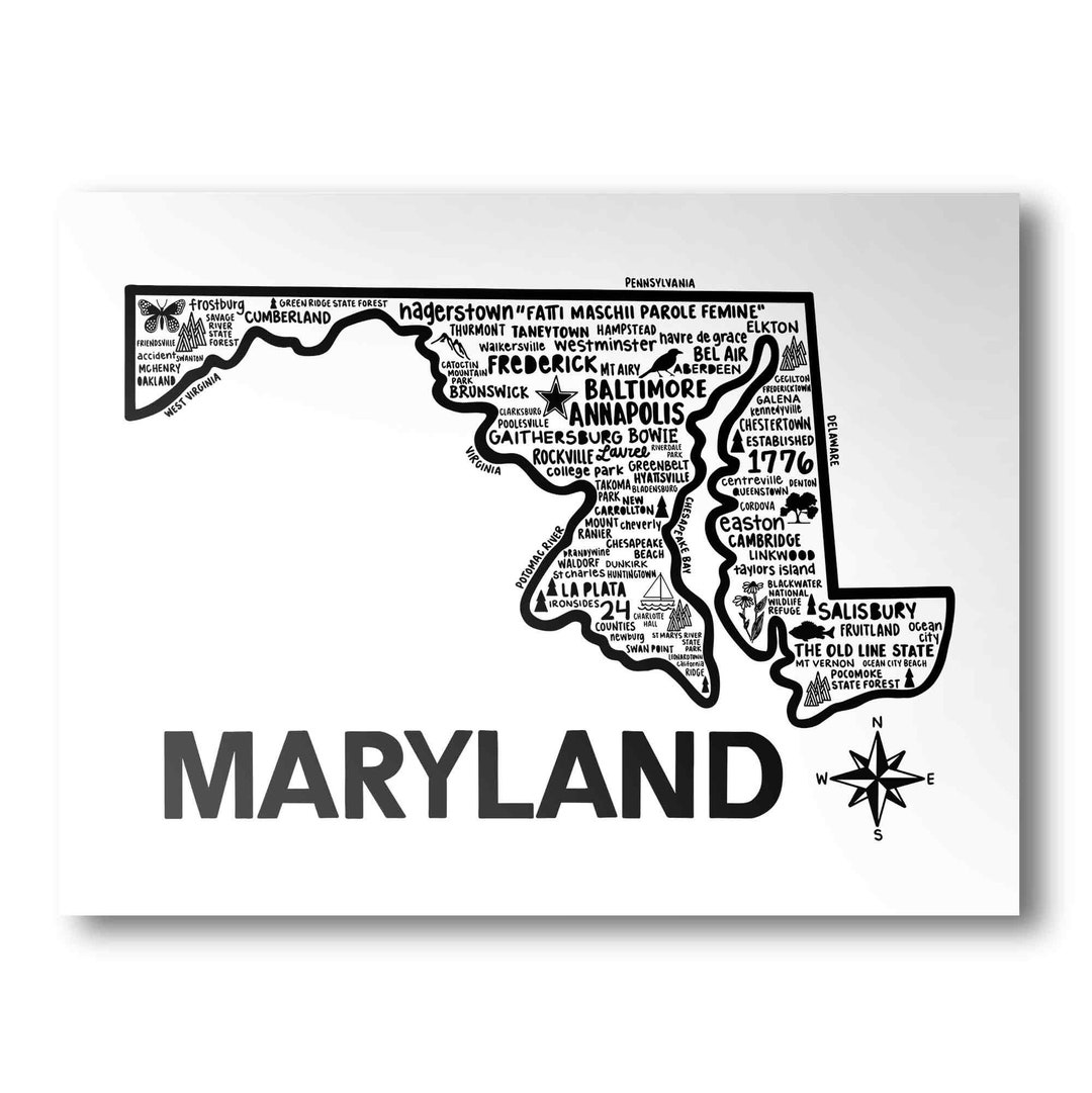 Maryland Poster | Minimalist State Map | State Poster | Wall Art | Home ...