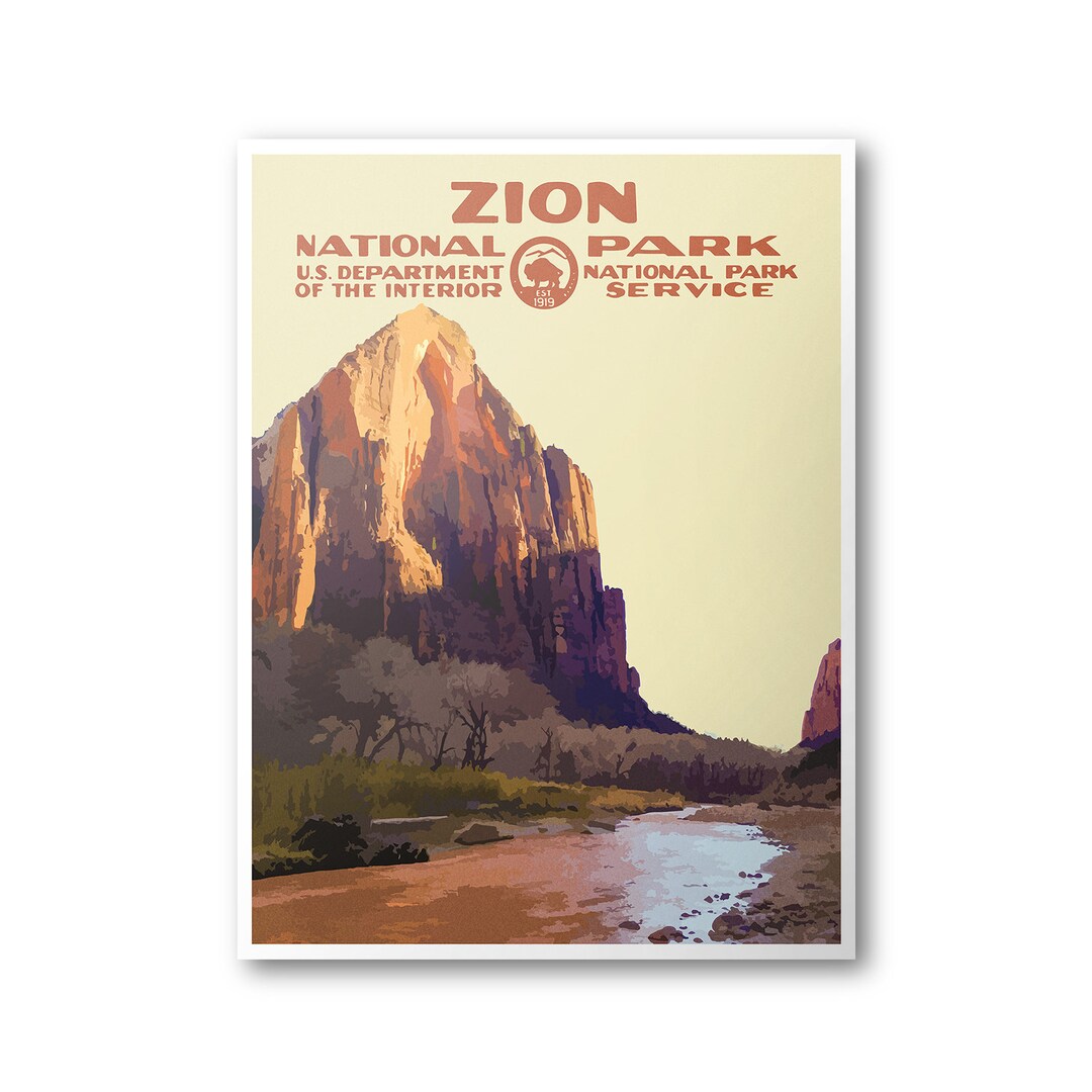 Zion National Park Poster | National Park Poster | National Park Print ...