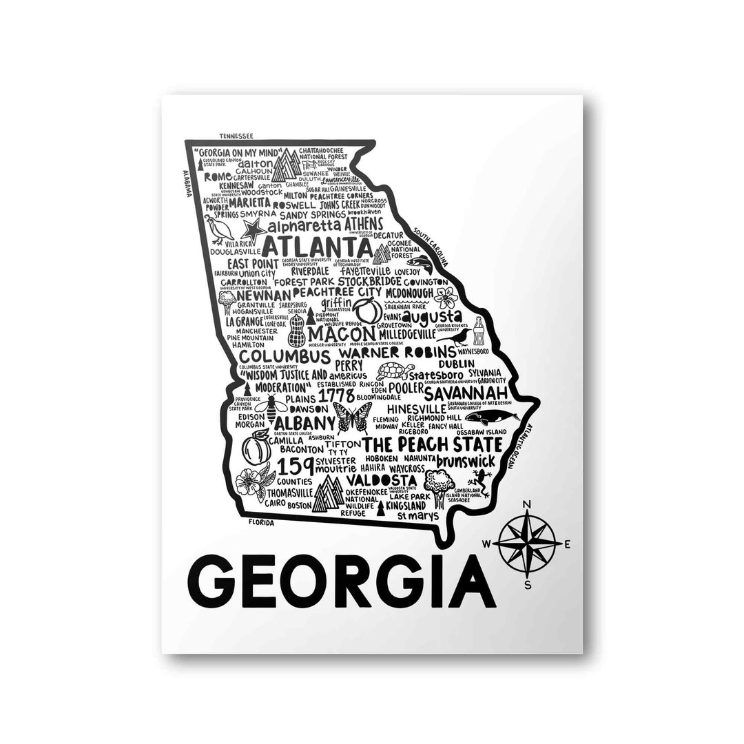 Georgia Poster | Minimalist State Map | State Poster | Wall Art | Home ...