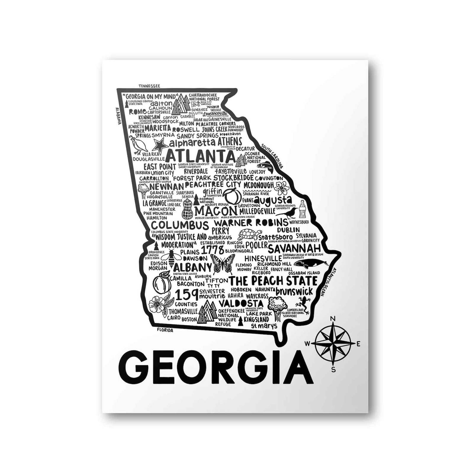 Georgia Poster | Minimalist State Map | State Poster | Wall Art | Home ...