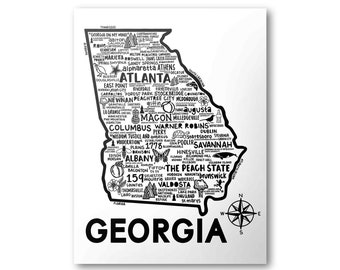 Georgia State Wall Map Large Print Poster 24x30 - Etsy