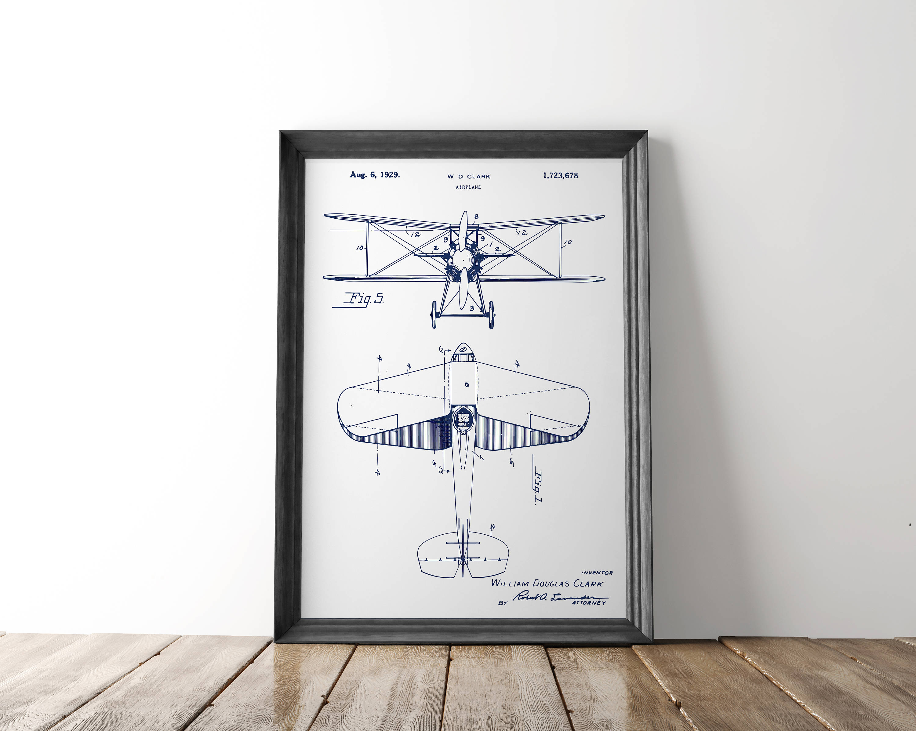 Biplane Patent Poster Airplane Patent Art Blueprint Art - Etsy