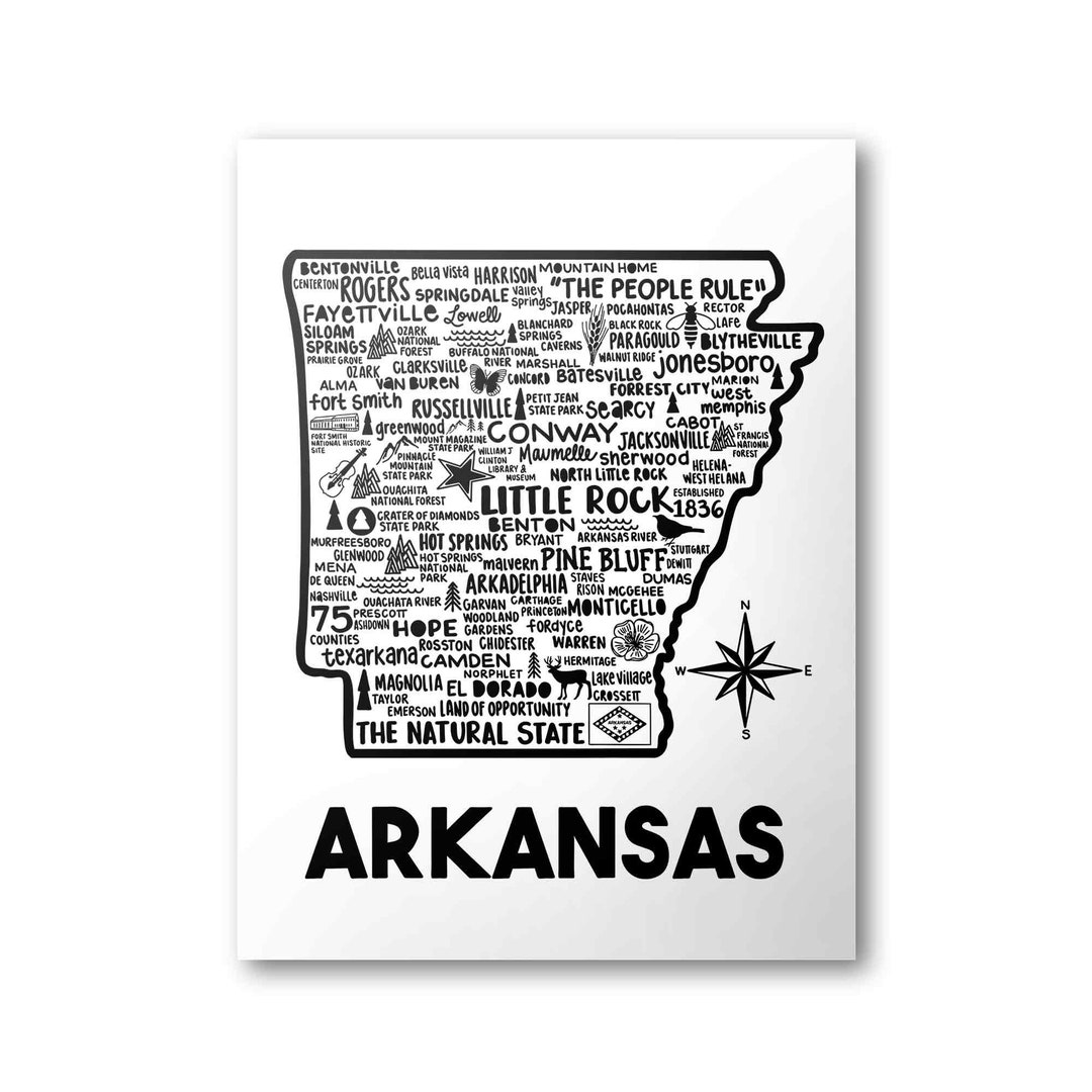 Arkansas Poster | Minimalist State Map | State Poster | Wall Art | Home ...