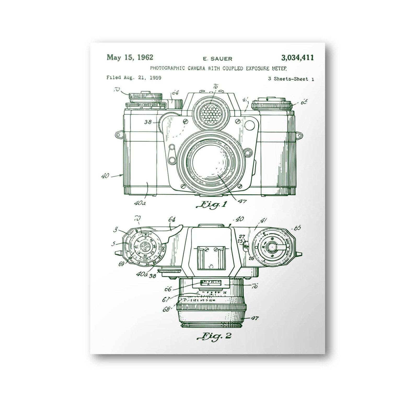 Camera Patent Poster 1962 Camera Patent Art Blueprint - Etsy