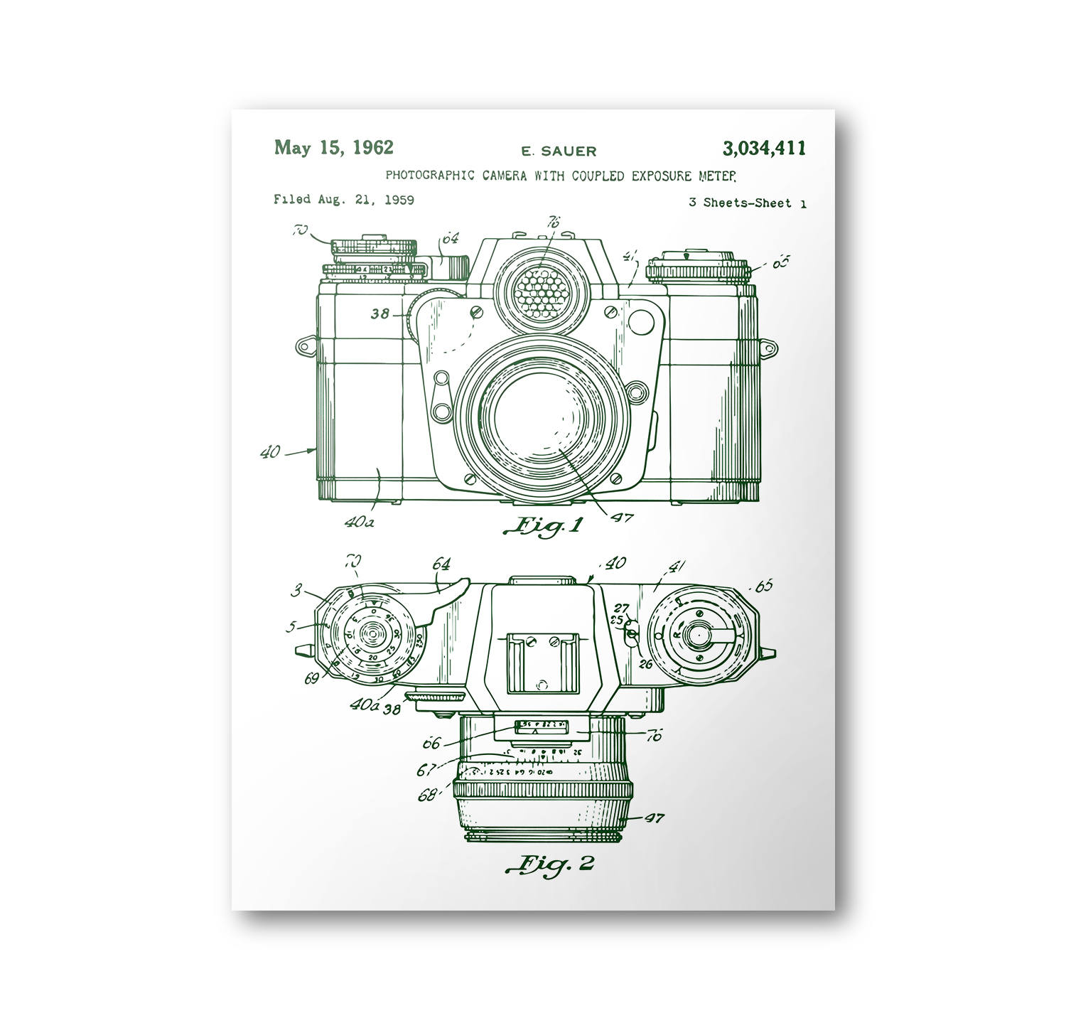 Camera Patent Poster 1962 Camera Patent Art Blueprint - Etsy