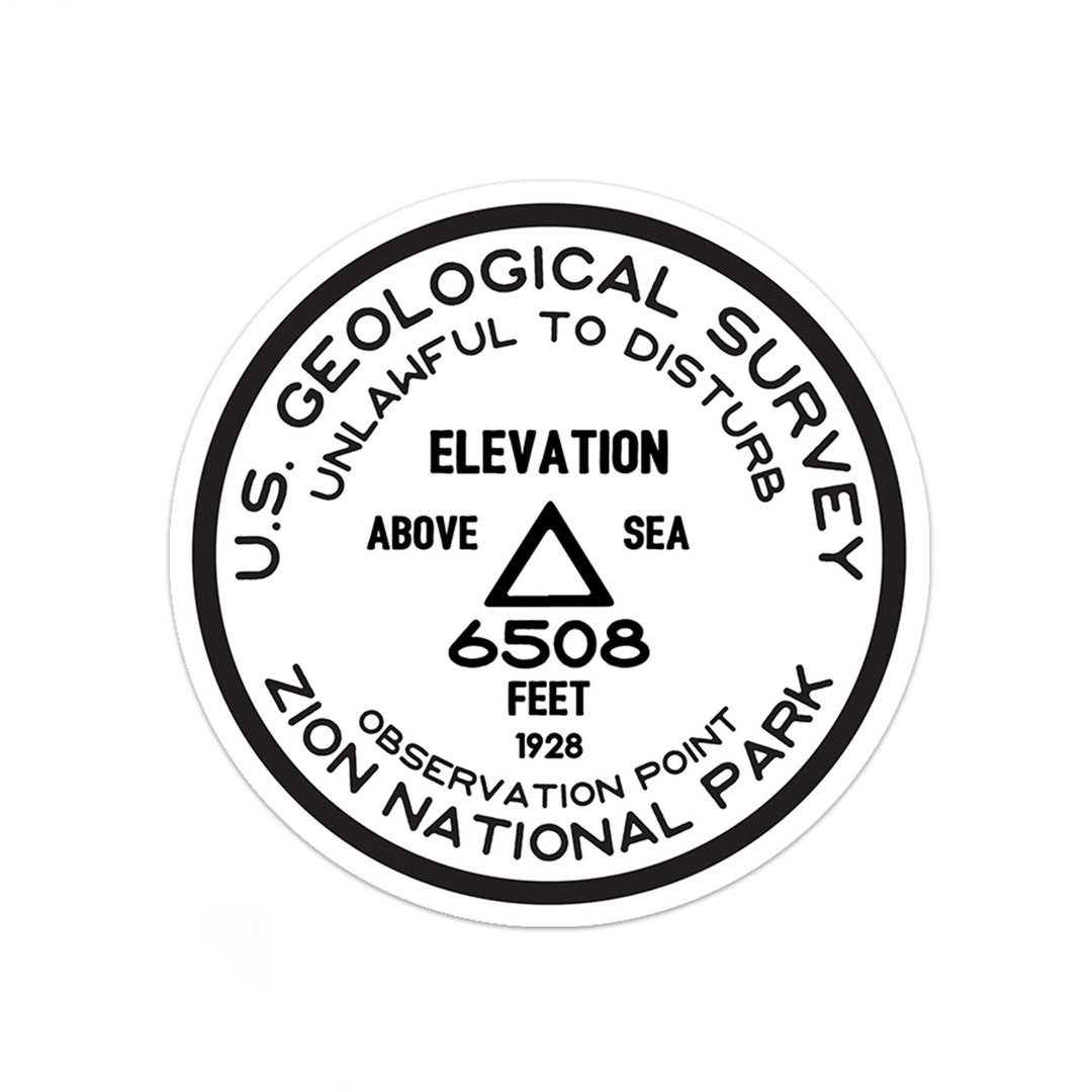 Zion National Park Sticker | Observation Point USGS Benchmark Sticker ...