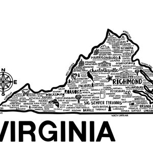 Virginia Poster | Minimalist State Map | State Poster | Wall Art | Home ...