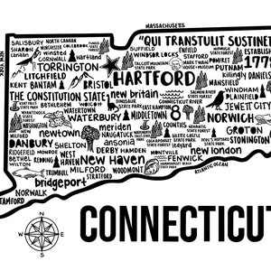 Connecticut Poster | Minimalist State Map | State Poster | Wall Art ...