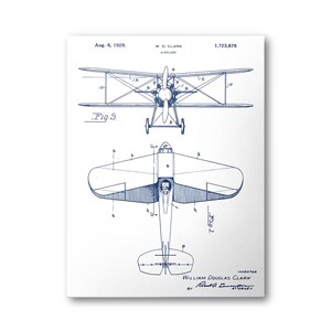 Biplane Patent Poster | Airplane Patent Art | Blueprint Art | Patent ...