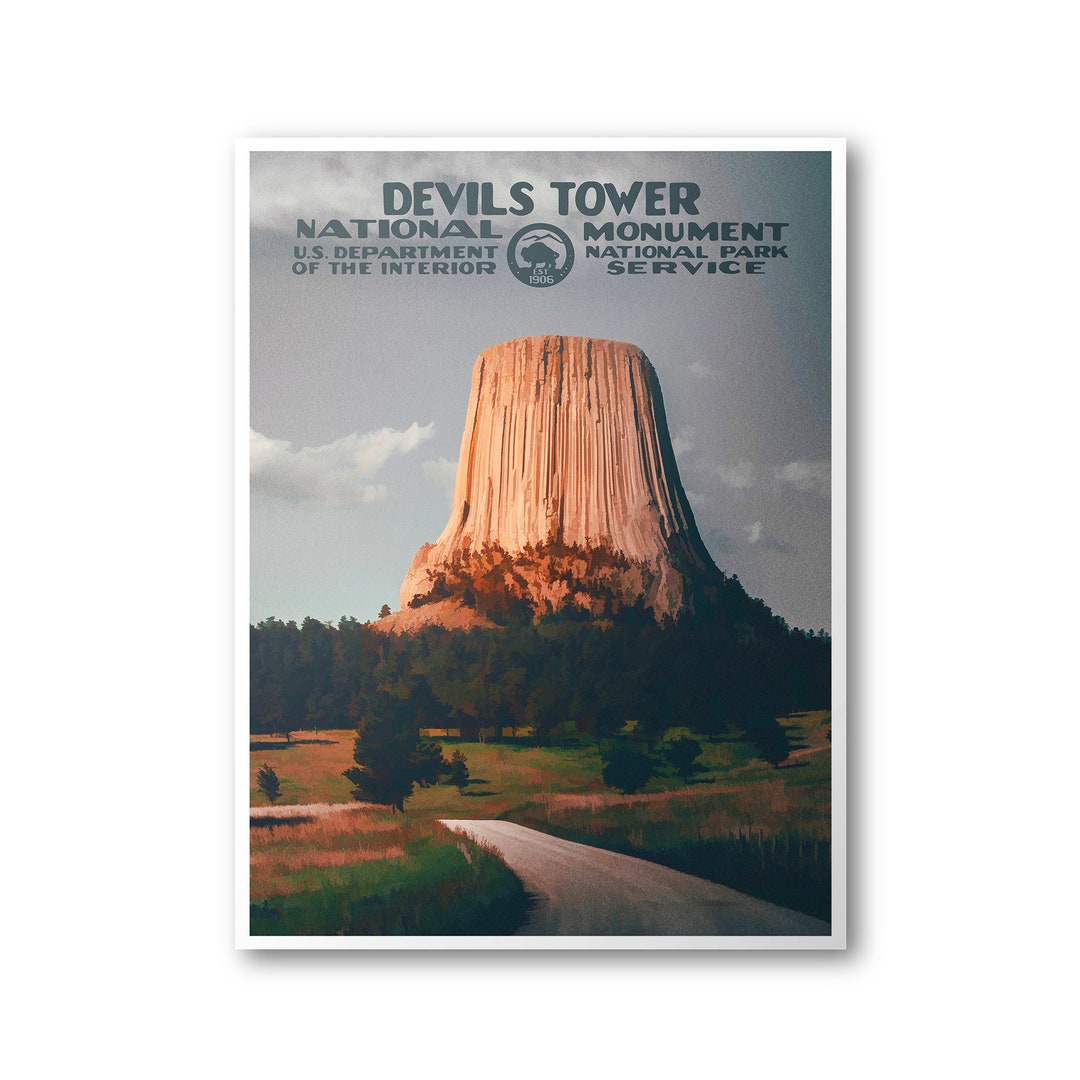 Devils Tower National Monument Poster | National Park Poster | National ...