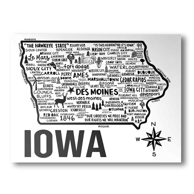 Iowa Poster - Etsy