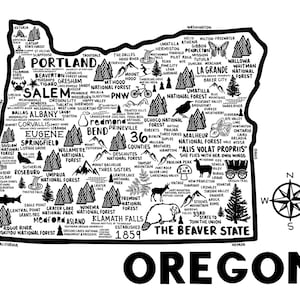 Oregon Poster | Minimalist State Map | State Poster | Wall Art | Home ...