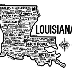 Louisiana Poster | Minimalist State Map | State Poster | Wall Art ...