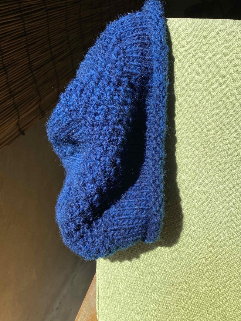 Hand Knitted Tibetan Wool Hat, Indigo Dyed, Winter Beanie - Etsy