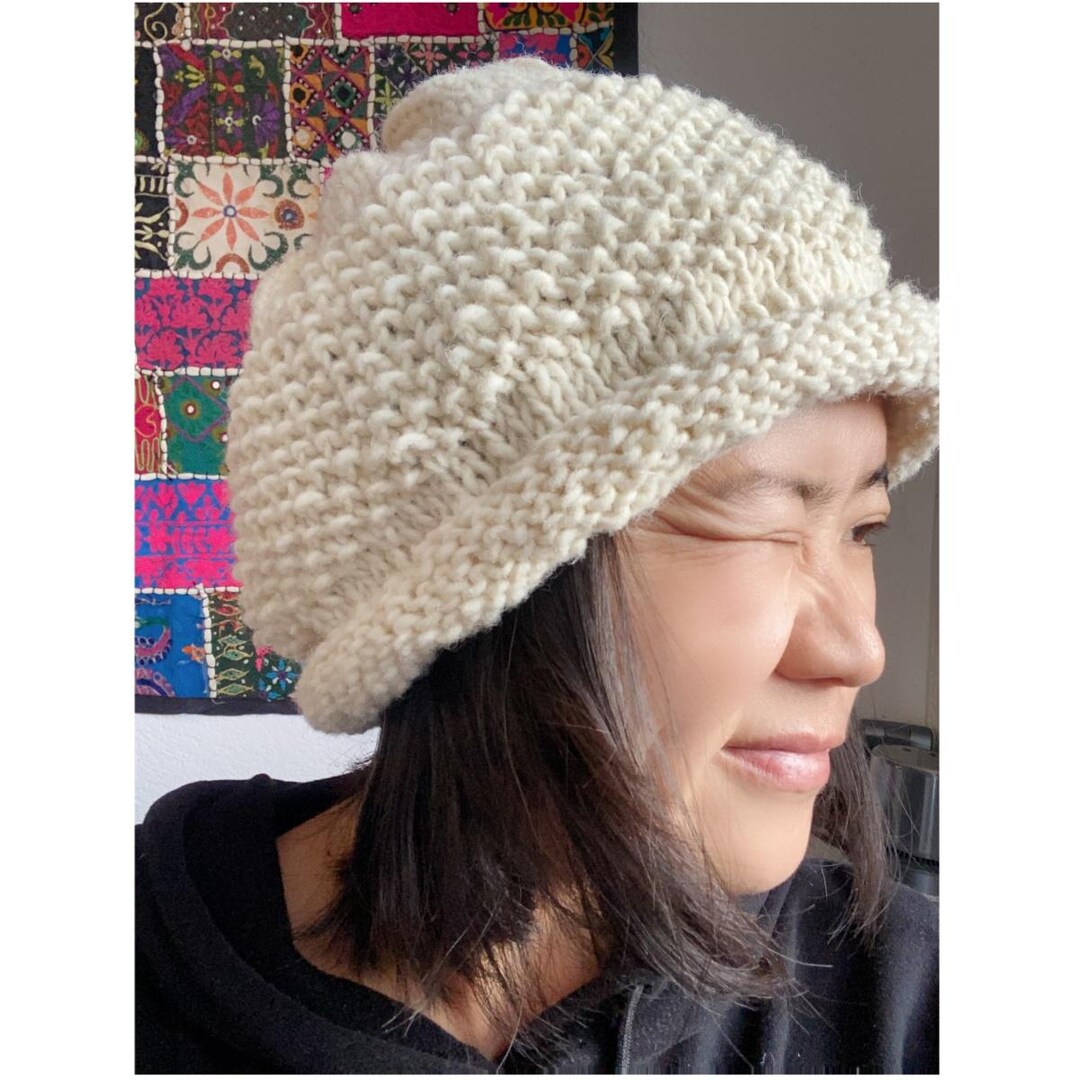 Hand Knitted Tibetan Wool Hat, Indigo Dyed, Winter Beanie - Etsy