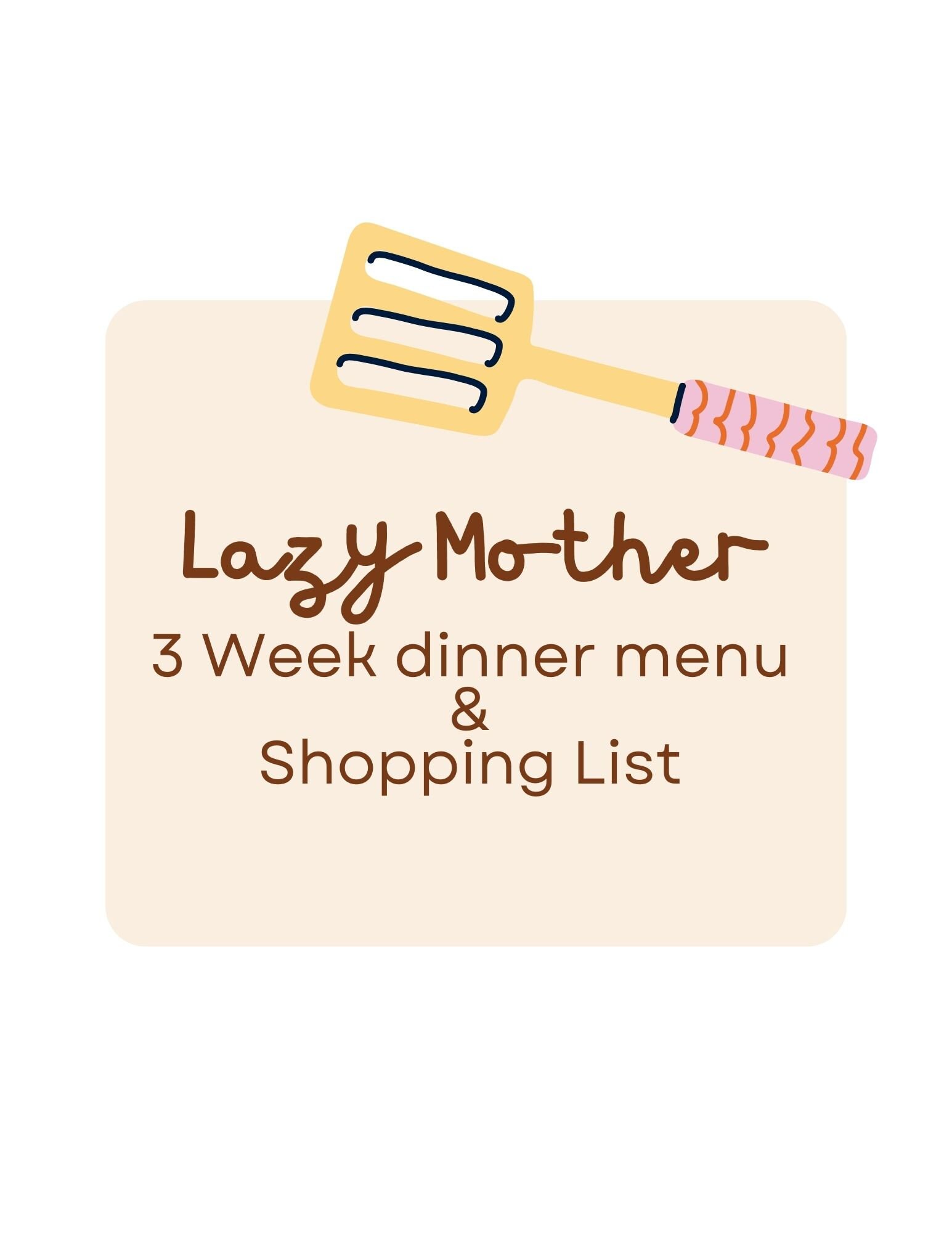 Lazy Mother 3 Week Meal Plan no Recipes Required Delivery Shopping List ...