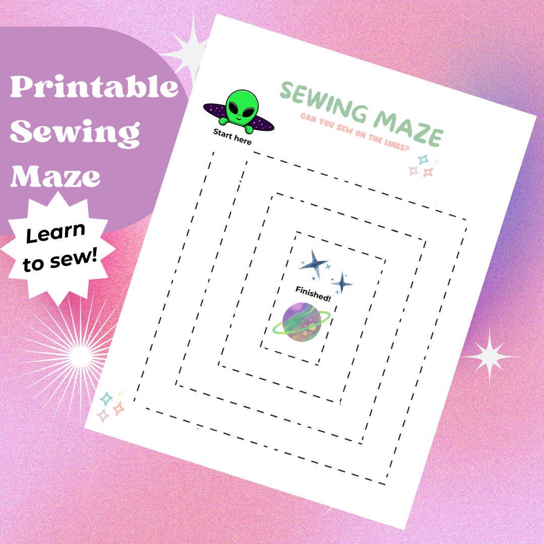 Space Galaxy Sewing Maze for Beginner, Learn to Sew, Printable PDF ...