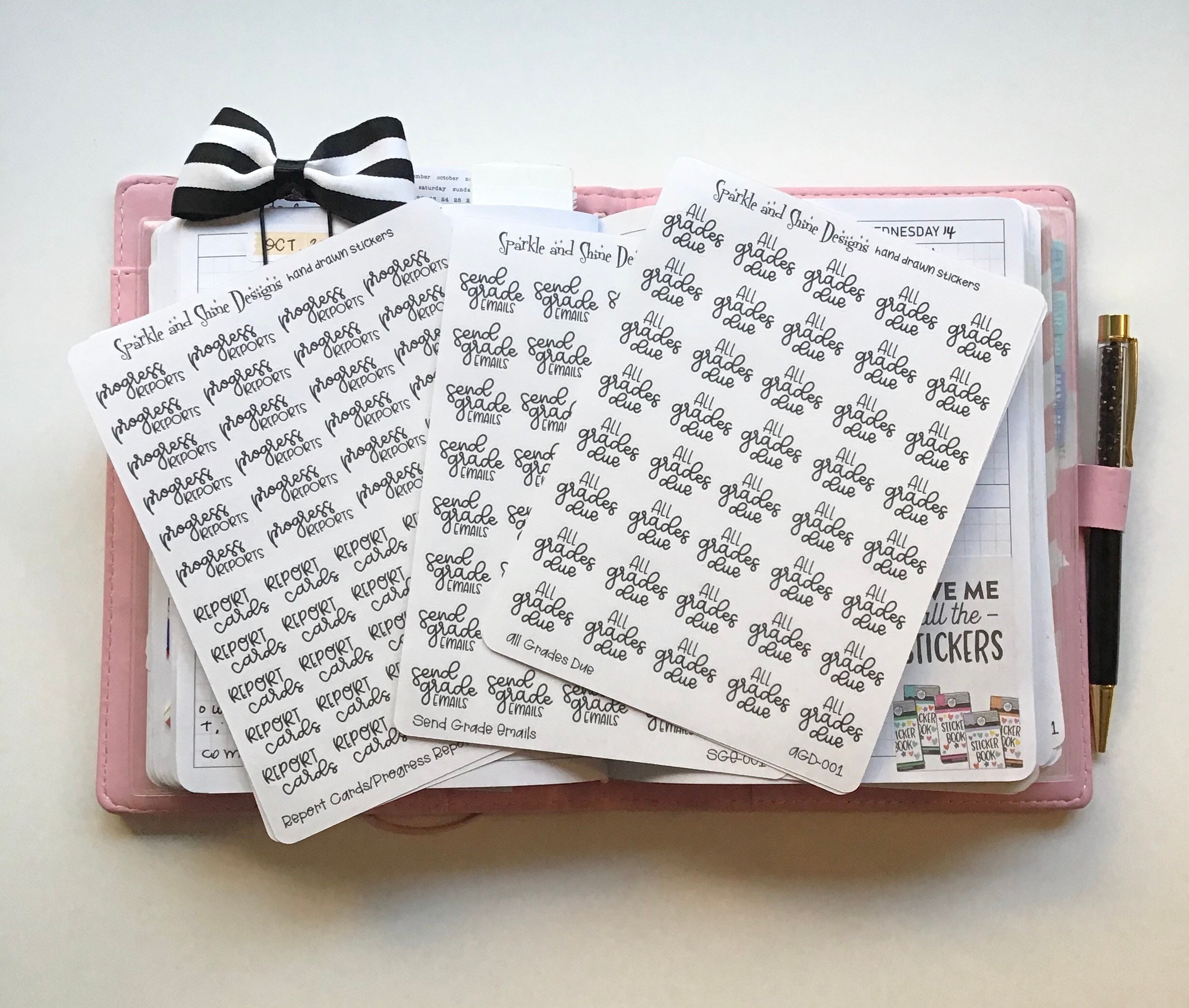 Grades and Reports Teacher Planner Stickers - Etsy