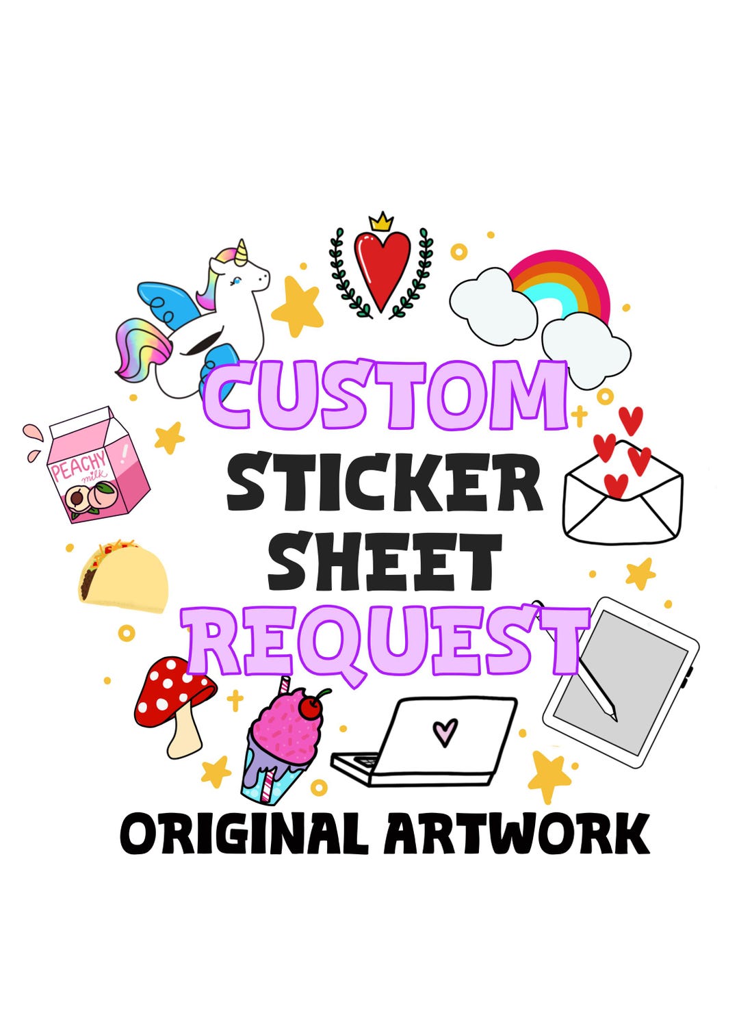 Custom Sticker Sheet Request ORIGINAL ARTWORK - Etsy