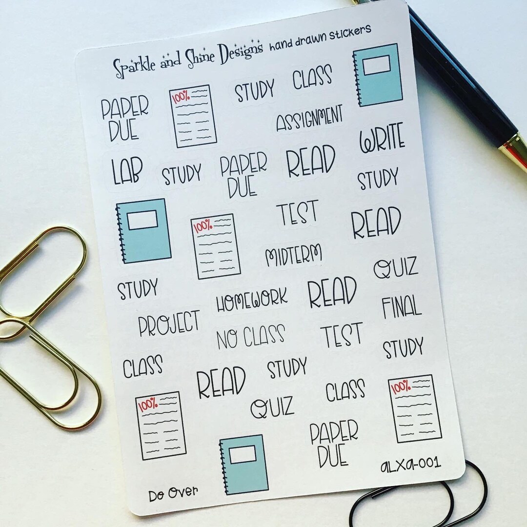 Homework/ Schoolwork Back to School Planner Stickers - Etsy