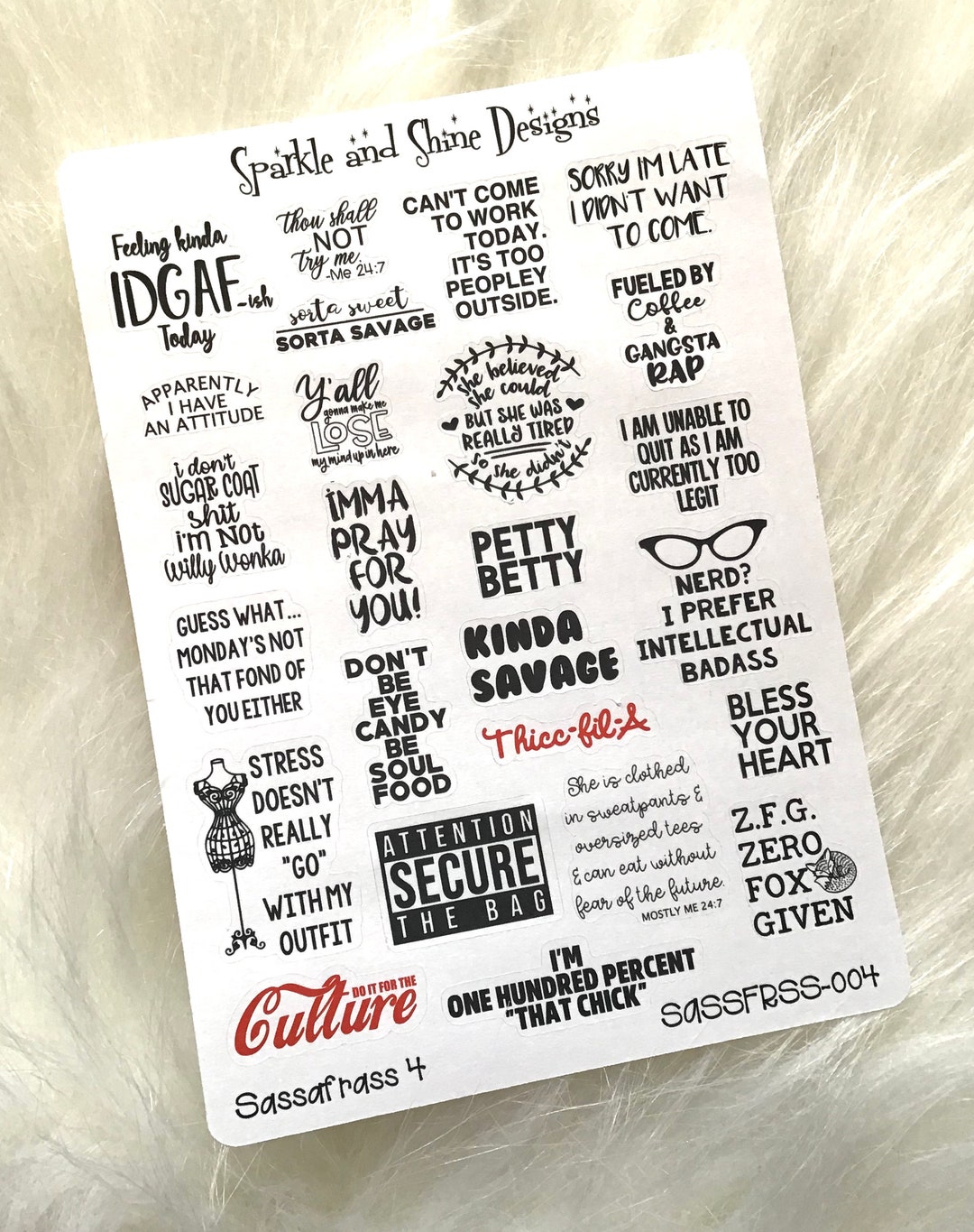 Sassy Stickers - Petty Betty Planner Stickers - Etsy