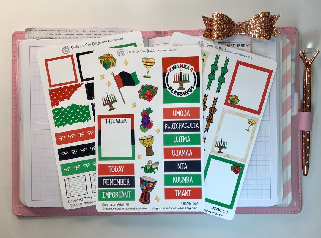 Kwanzaa Blessings Vertical Planner Sticker Full Weekly Kit | 1.5" Wide ...
