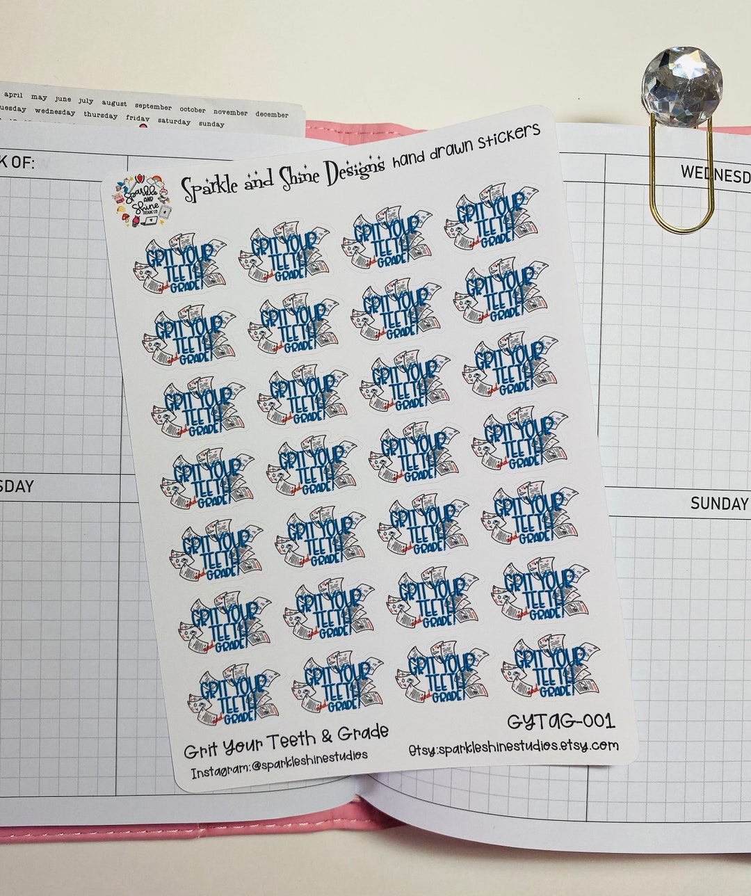 Grit Your Teeth and Grade Lesson Planning Teacher Planner Stickers - Etsy